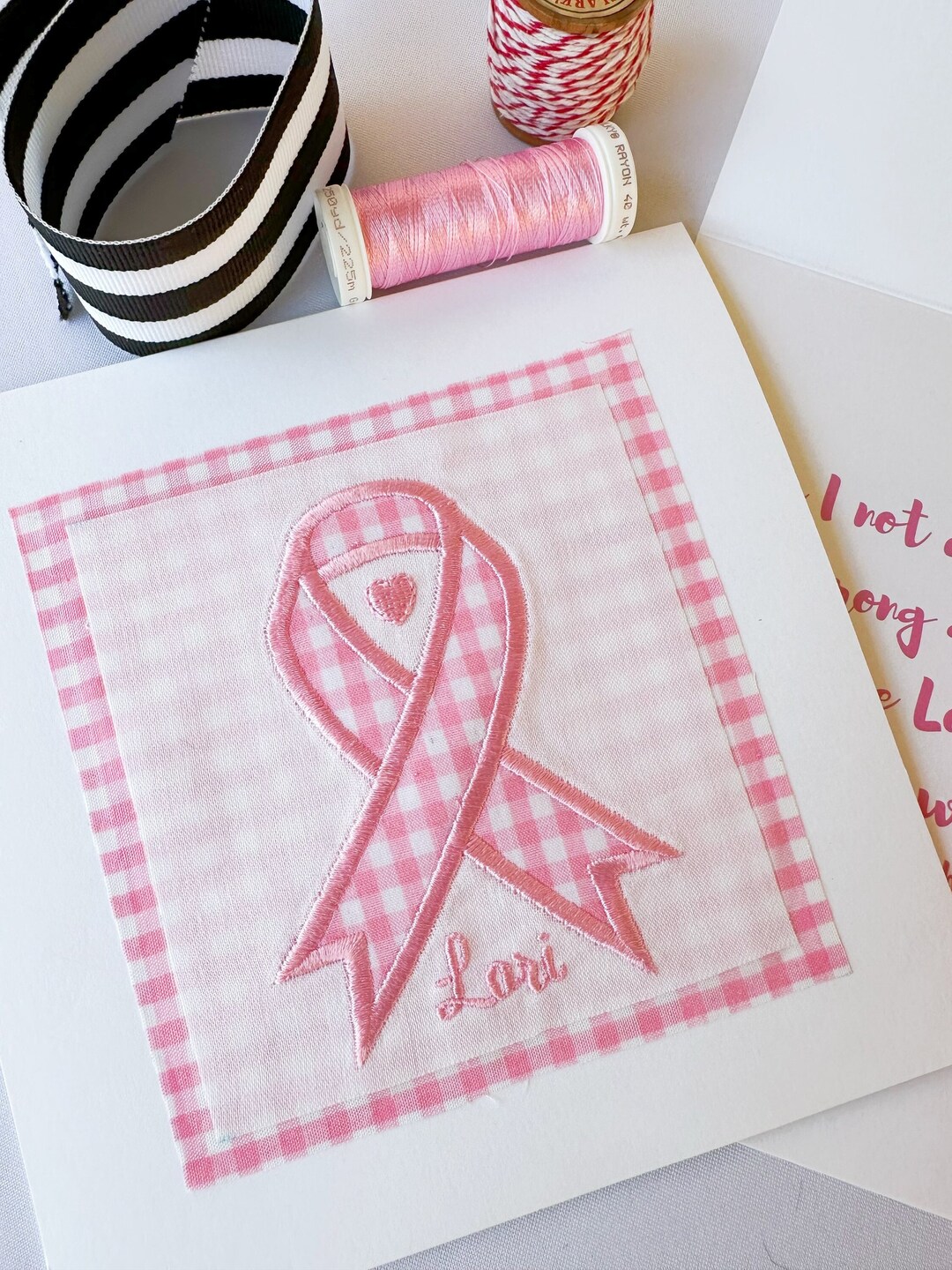 Embroidered Appliqué Personalized Breast Cancer Card - Etsy