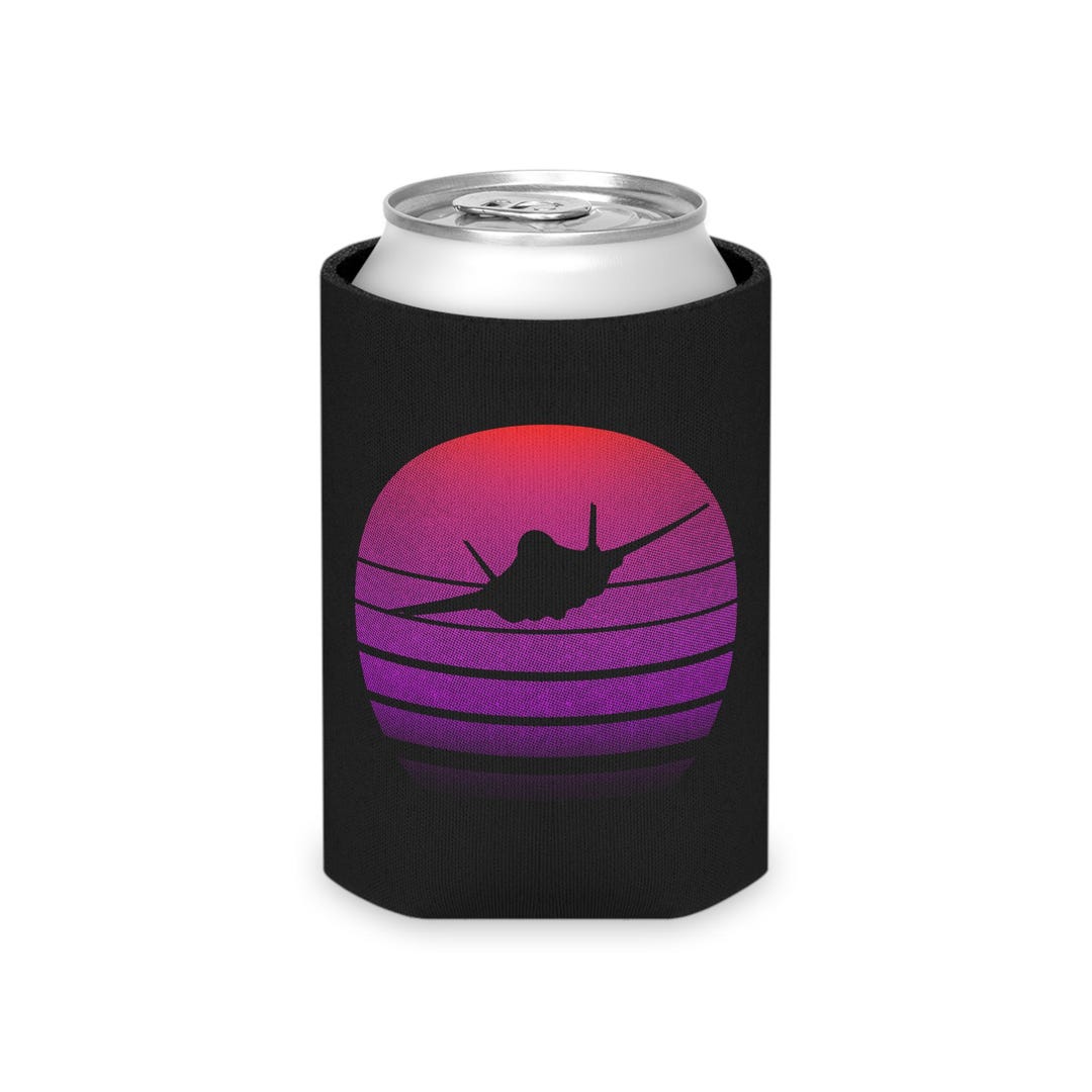 Retro Wave Can Cooler - F-35 Fighter Jet Silhouette - Vaporware 80s ...