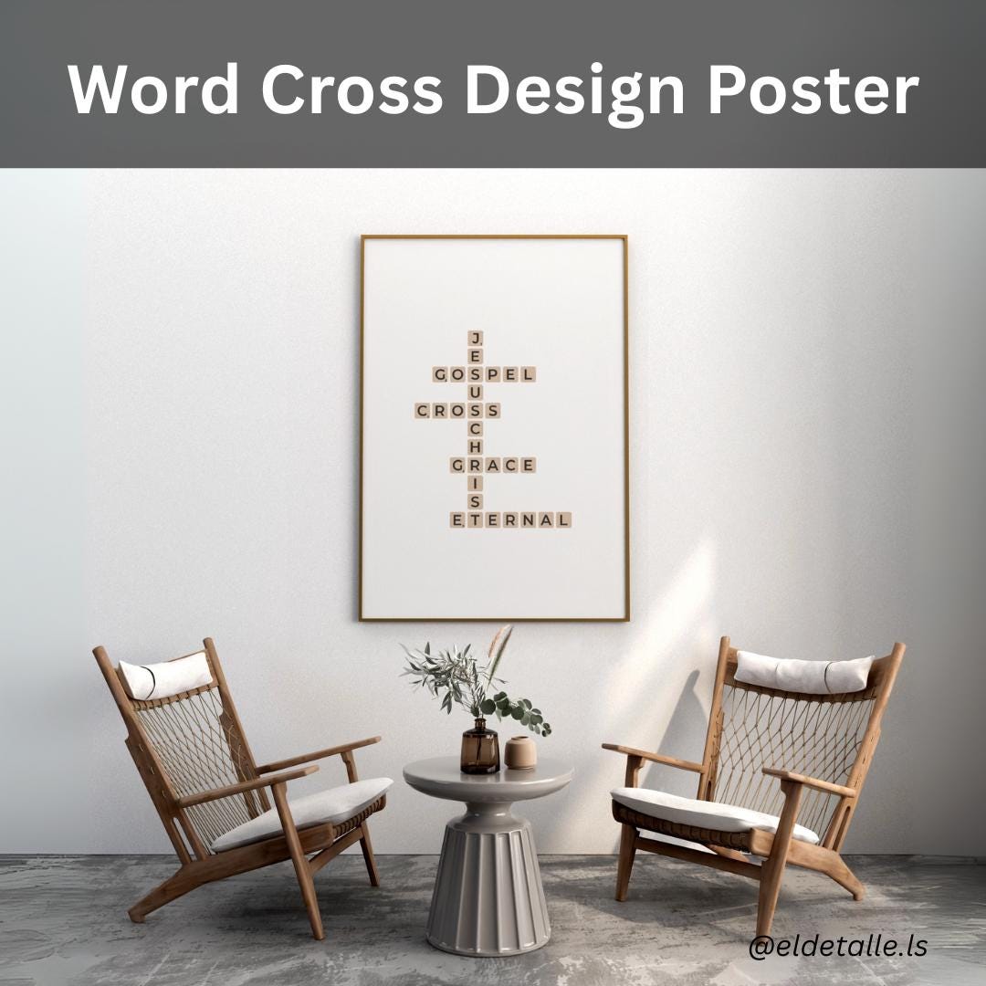Christian Poster "jesus Word Cross" | Scrabble-inspired Typography ...