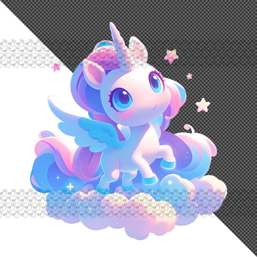 5 PNG Unicorn Clipart Bundle 1, Magical Pastel Unicorn Graphics, Cute ...