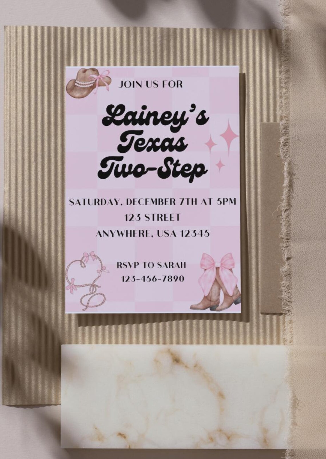 Texas Two Step Invitation Template, 2nd Birthday Party, Cowgirl ...