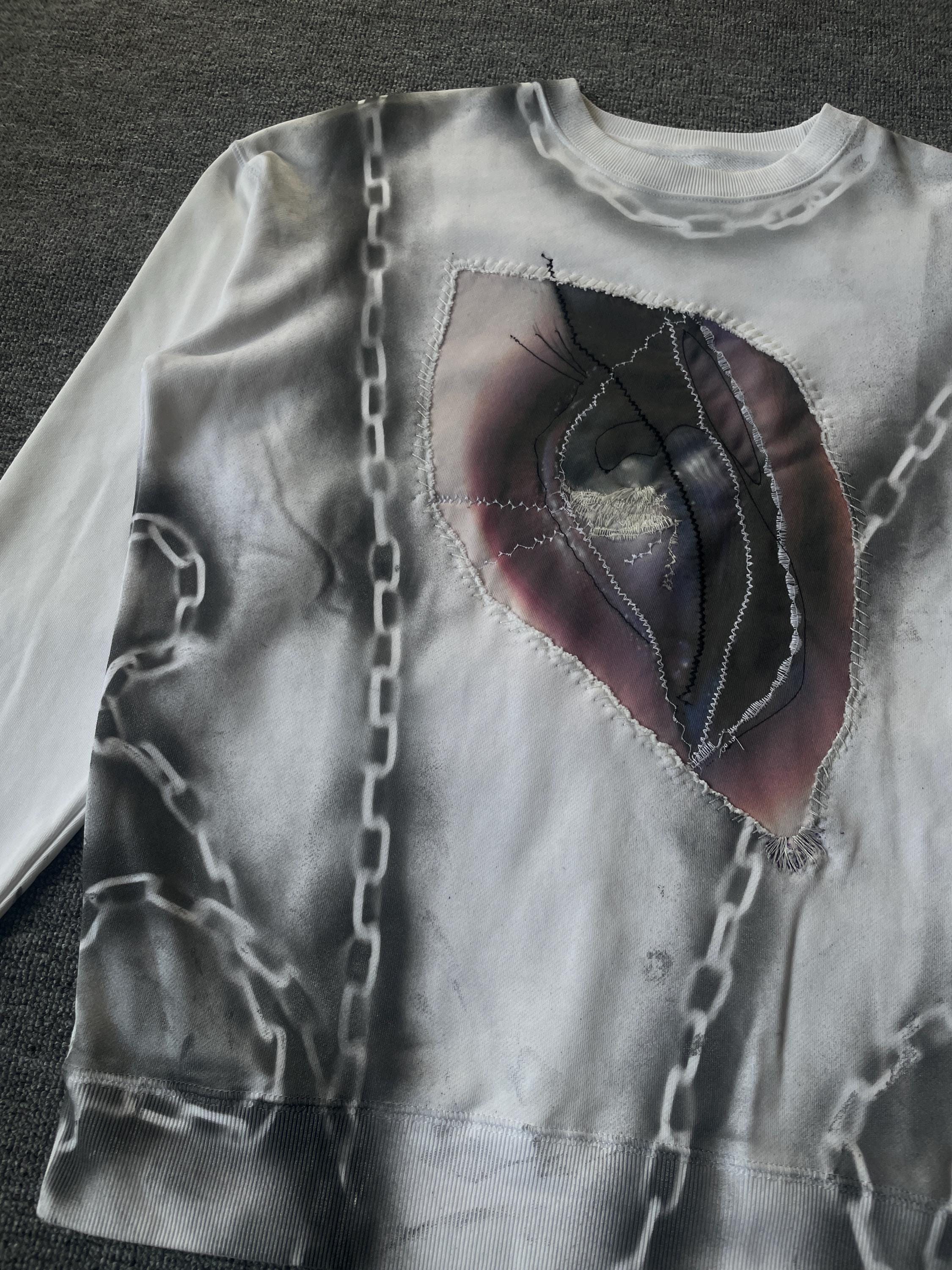 Remake Spray Paint Hand-painted Gothic Style Round Neck Sweatshirt - Etsy