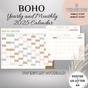 Boho 2025 Calendar + Giant 2025 Wall Calendar, Monthly Planner, Annual ...