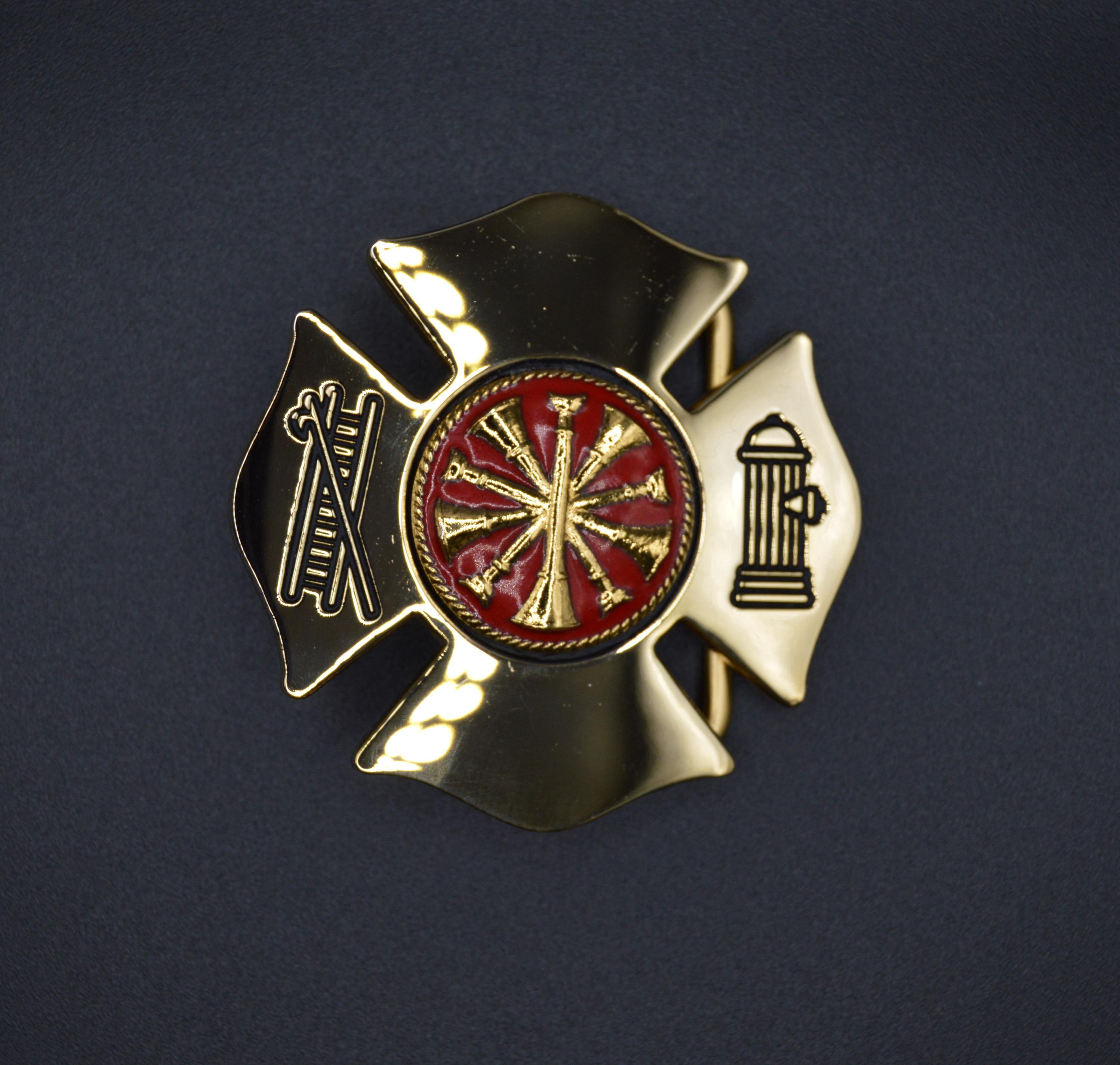 Fire Chief's Belt Buckle With Red Center Emblem - Etsy