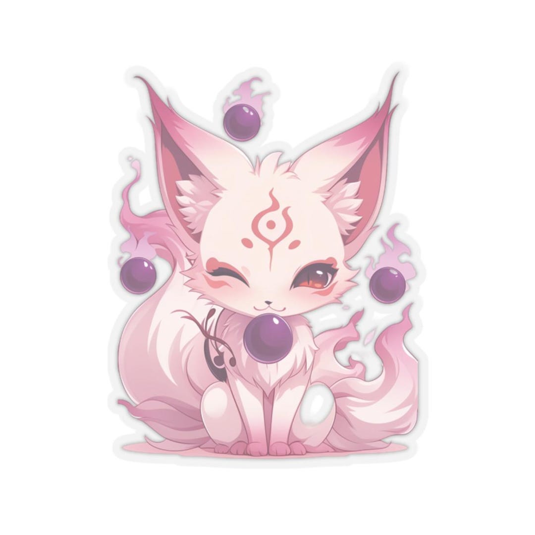 Chibi Kitsune Kiss-cut Stickers, Cute Anime Fox Decals, Kawaii Sticker ...