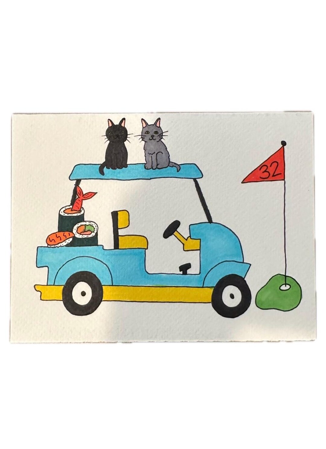 Custom Hand-drawn Golf Cart Card for Birthday, Father’s Day - Etsy