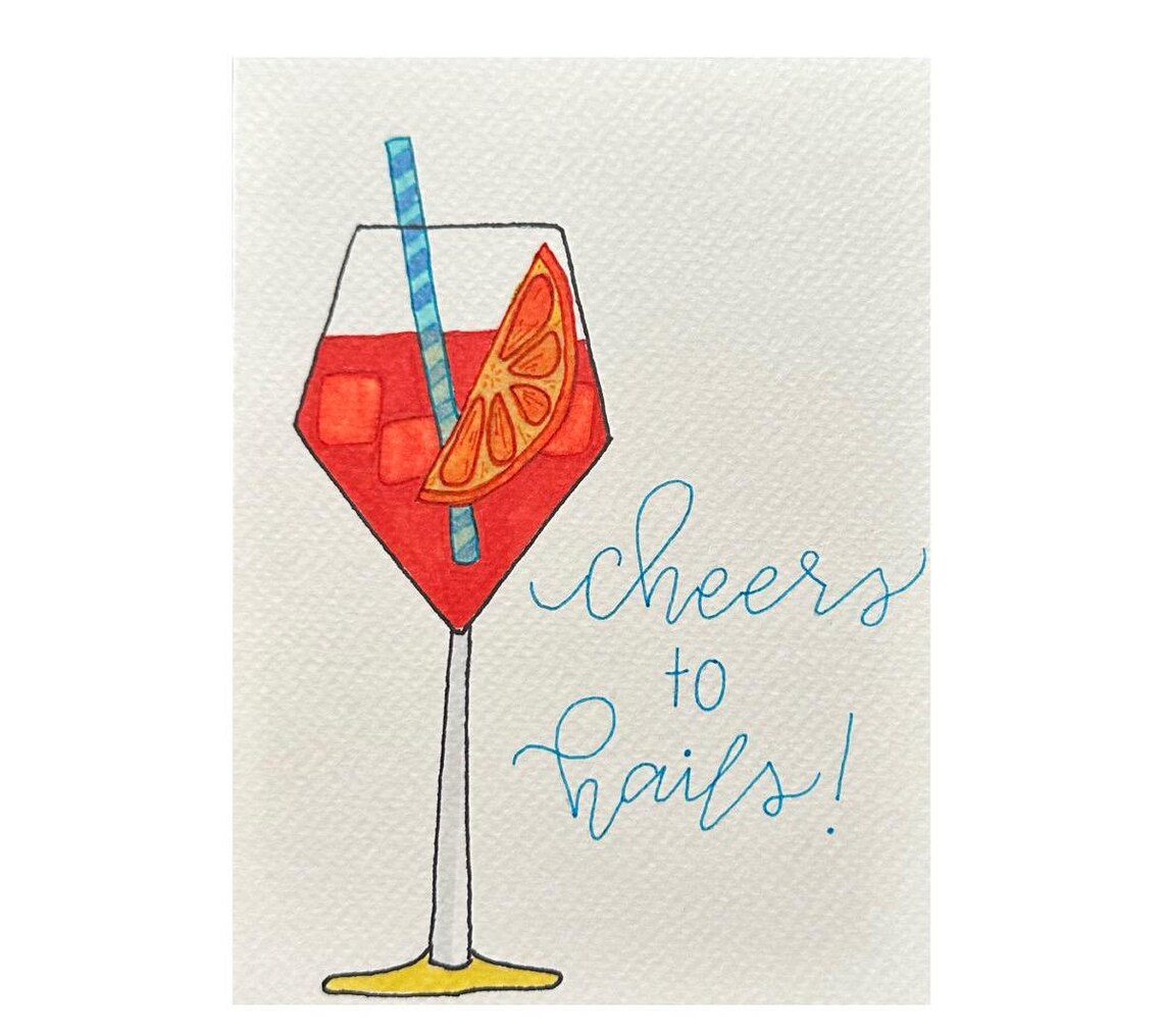 Custom Hand-drawn Aperol Spritz Birthday Card - Etsy