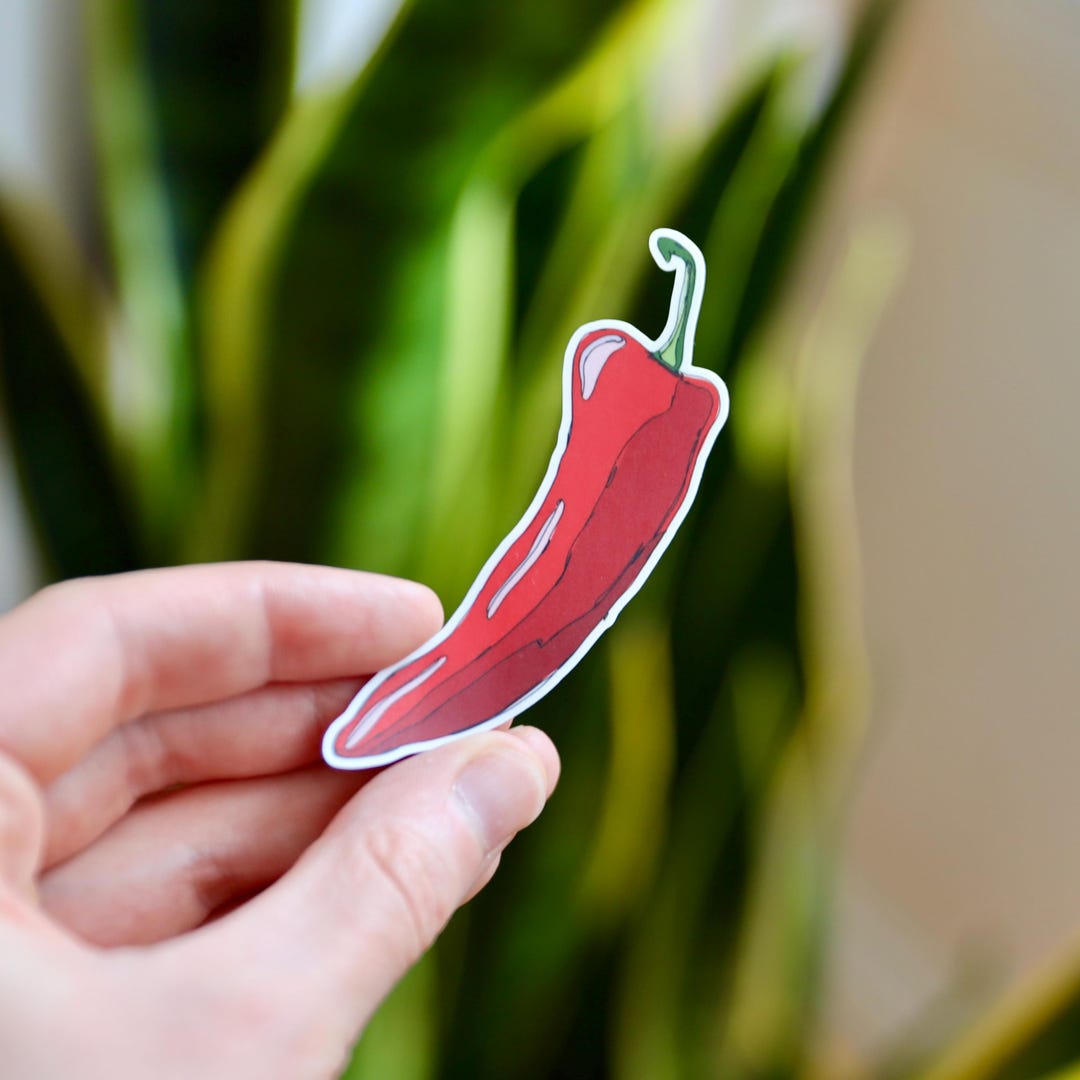 Hand-drawn Chili Pepper Vinyl Sticker | Water-resistant Laptop Decal - Etsy