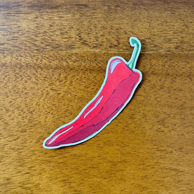 Hand-drawn Chili Pepper Vinyl Sticker | Water-resistant Laptop Decal - Etsy