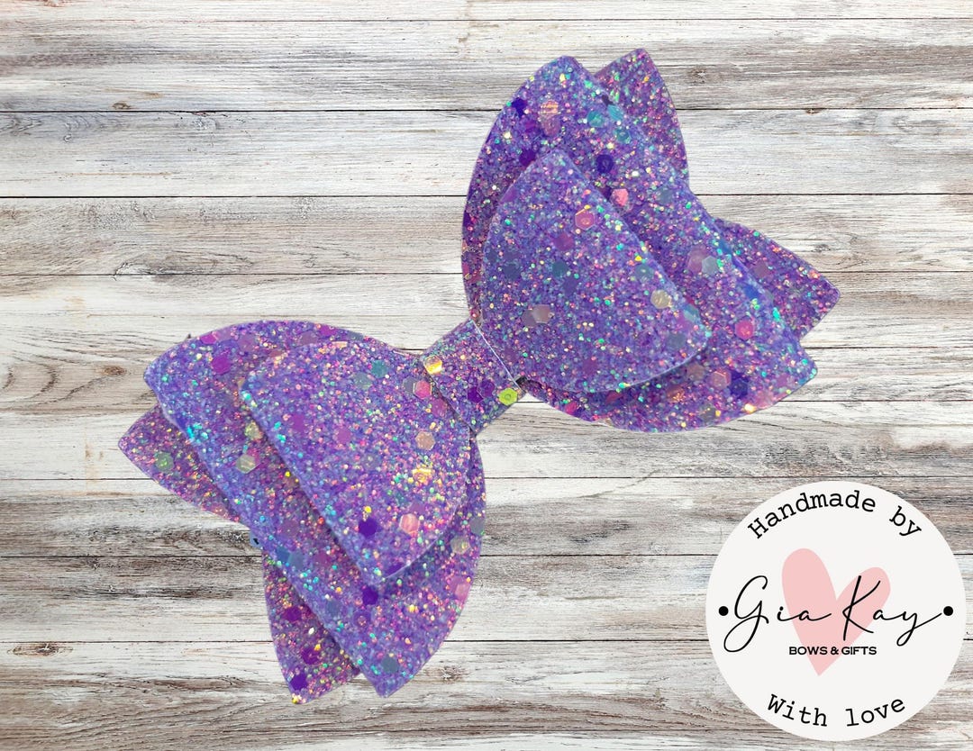 Purple Glitter Bow - Etsy