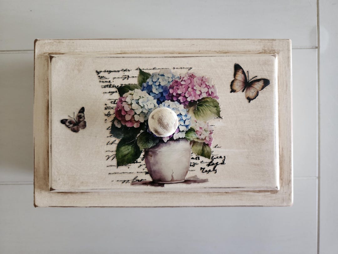 Vintage Farmhouse-style Floral Wooden Keepsake Box/seed Container - Etsy