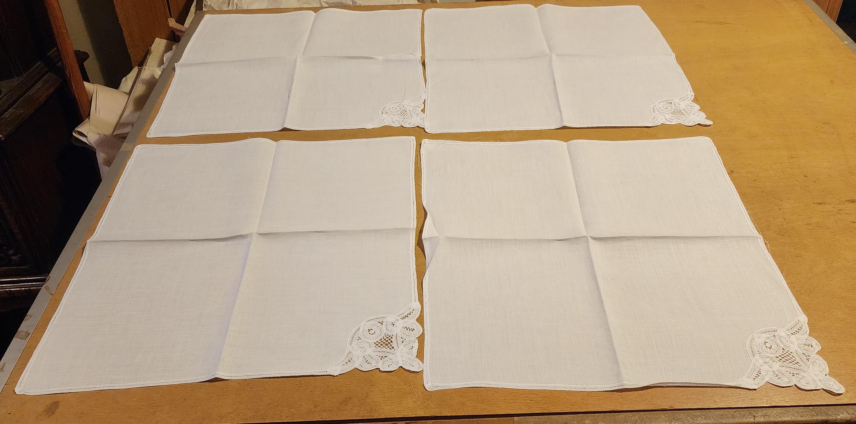 Vintage Large Belgian White Linen Tablecloth W Cutwork & Battenburg ...
