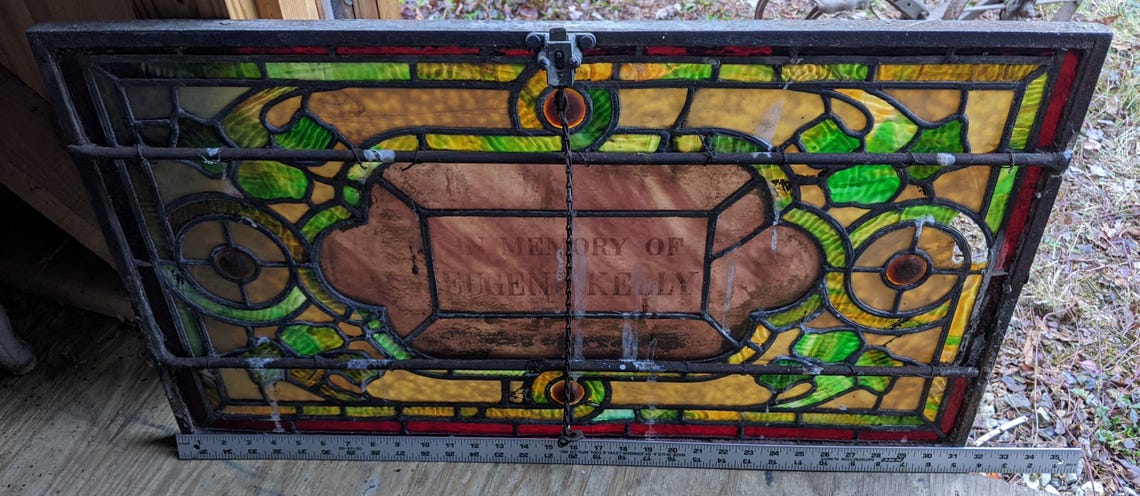 Vintage Memorial Stained Glass Window, Rectangular - Personalized for ...