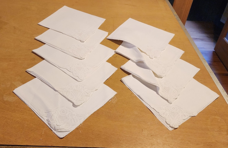 Vintage Large Belgian White Linen Tablecloth W Cutwork & Battenburg ...