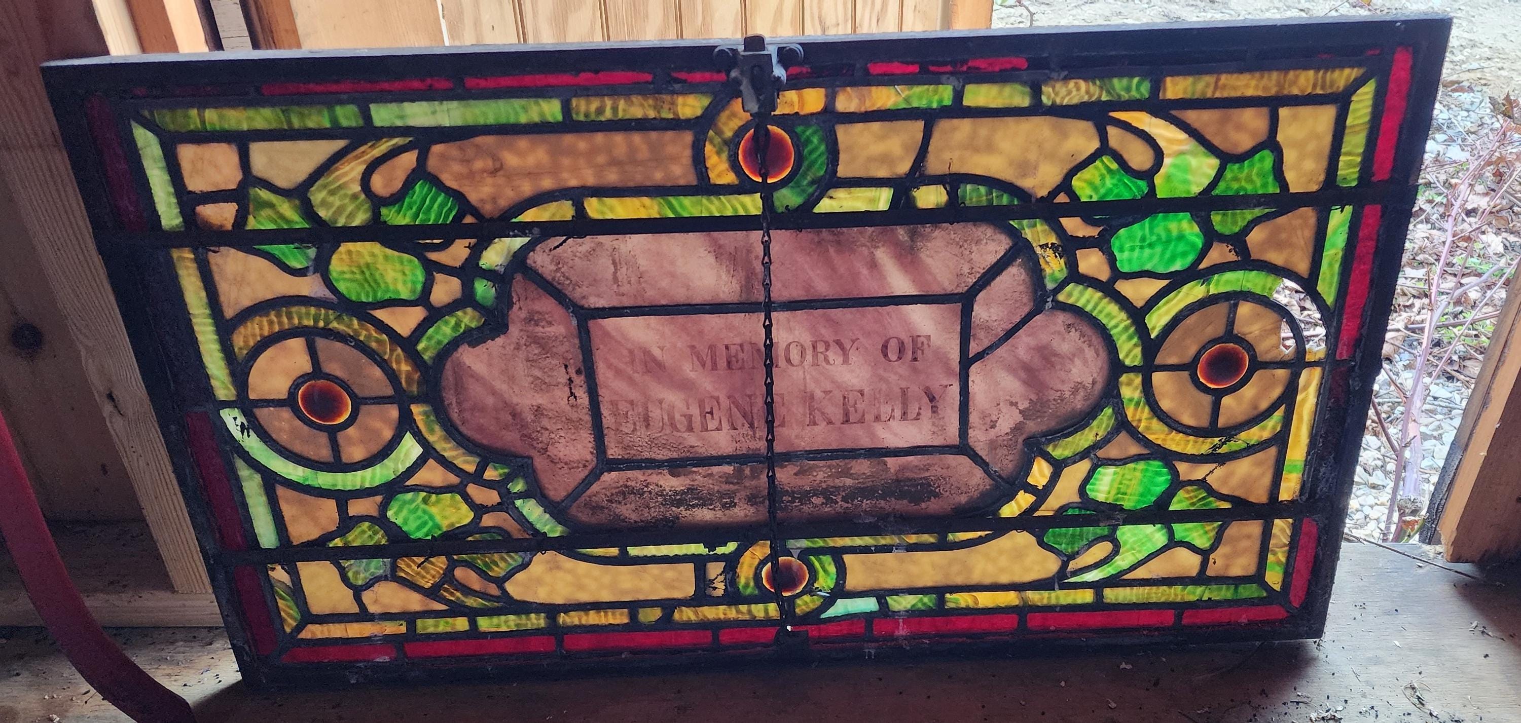 Vintage Memorial Stained Glass Window, Rectangular - Personalized for ...