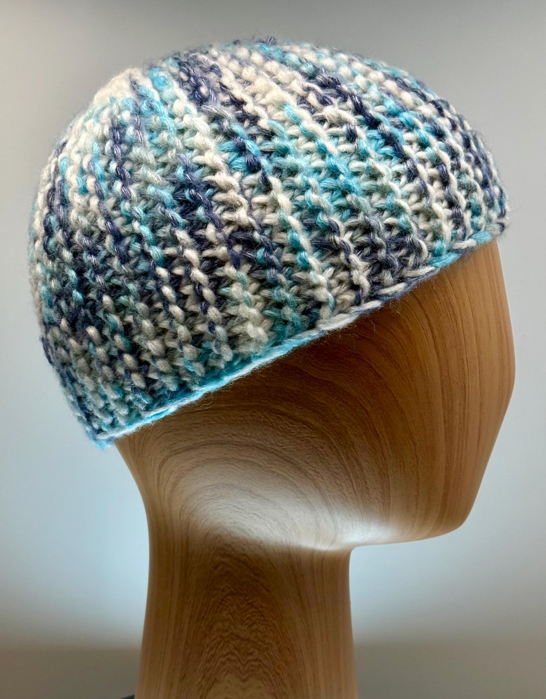 Hand Knit Tri-color Winter Beanie (unisex/one Size Fits All) - Etsy