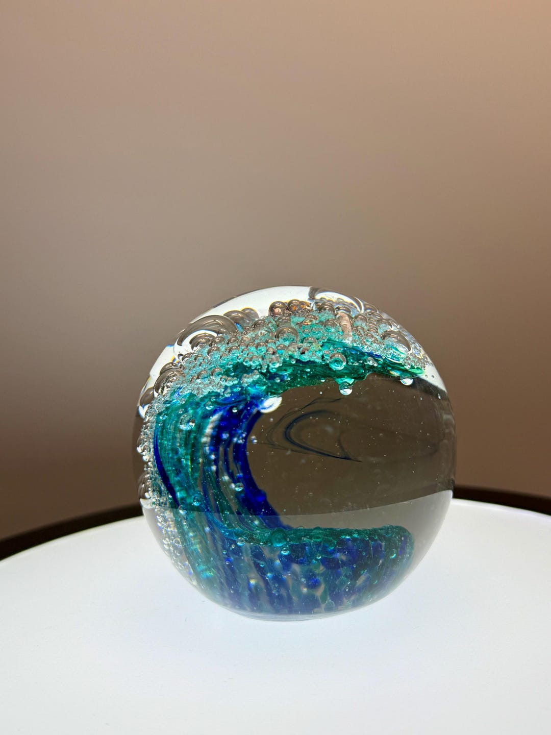 Hand Blown Glass Wave Paperweight - Etsy