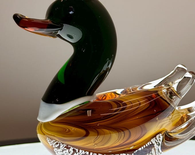 Murano Millefiori Art Glass Duck Figurine - Gold Accents - Etsy
