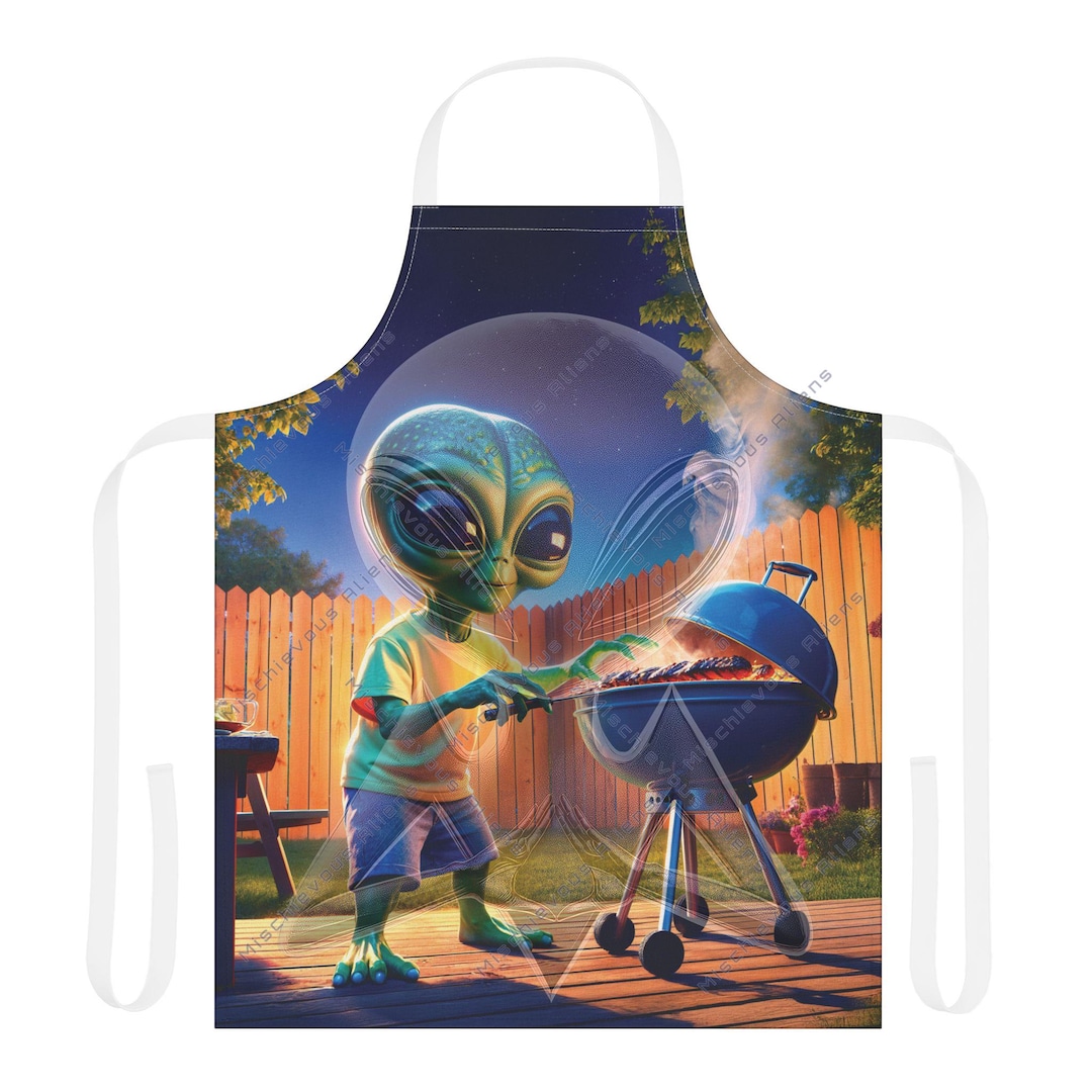 Apron, Alien Grilling in the Summertime - Cooking Apron, BBQ Apron ...