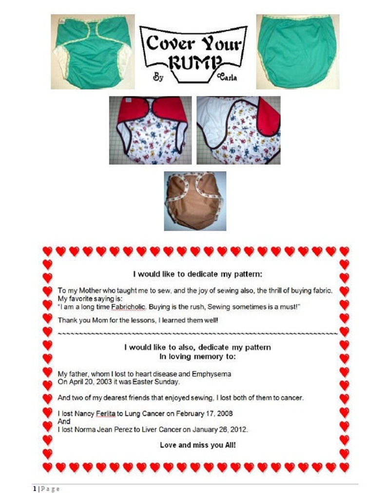 Digital File ~~ Cover Your Rump by Carla ~~ Adult Diaper Pattern~~added ...