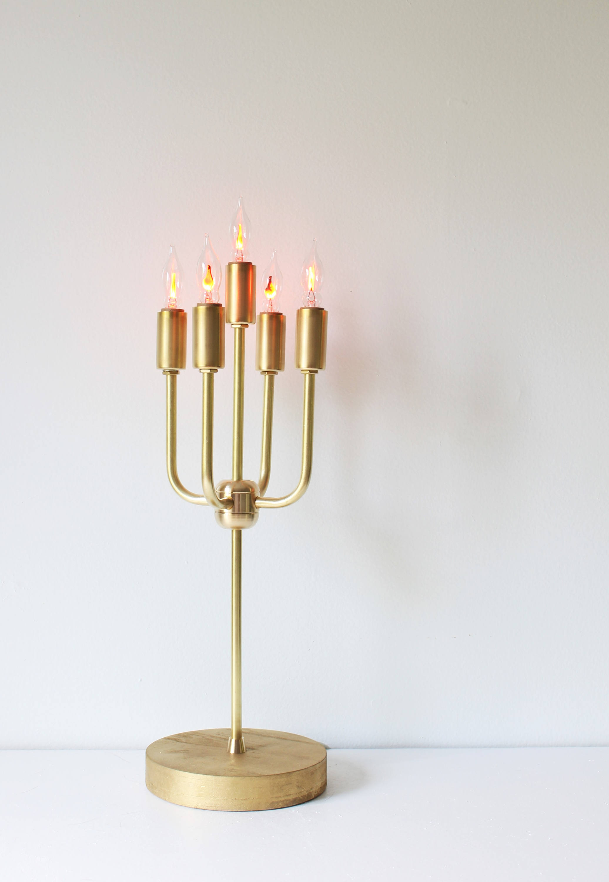 Candelabra Table Lamp, 5 Arm Brass Table Lamp, Gold Torch Lamp With 5 ...