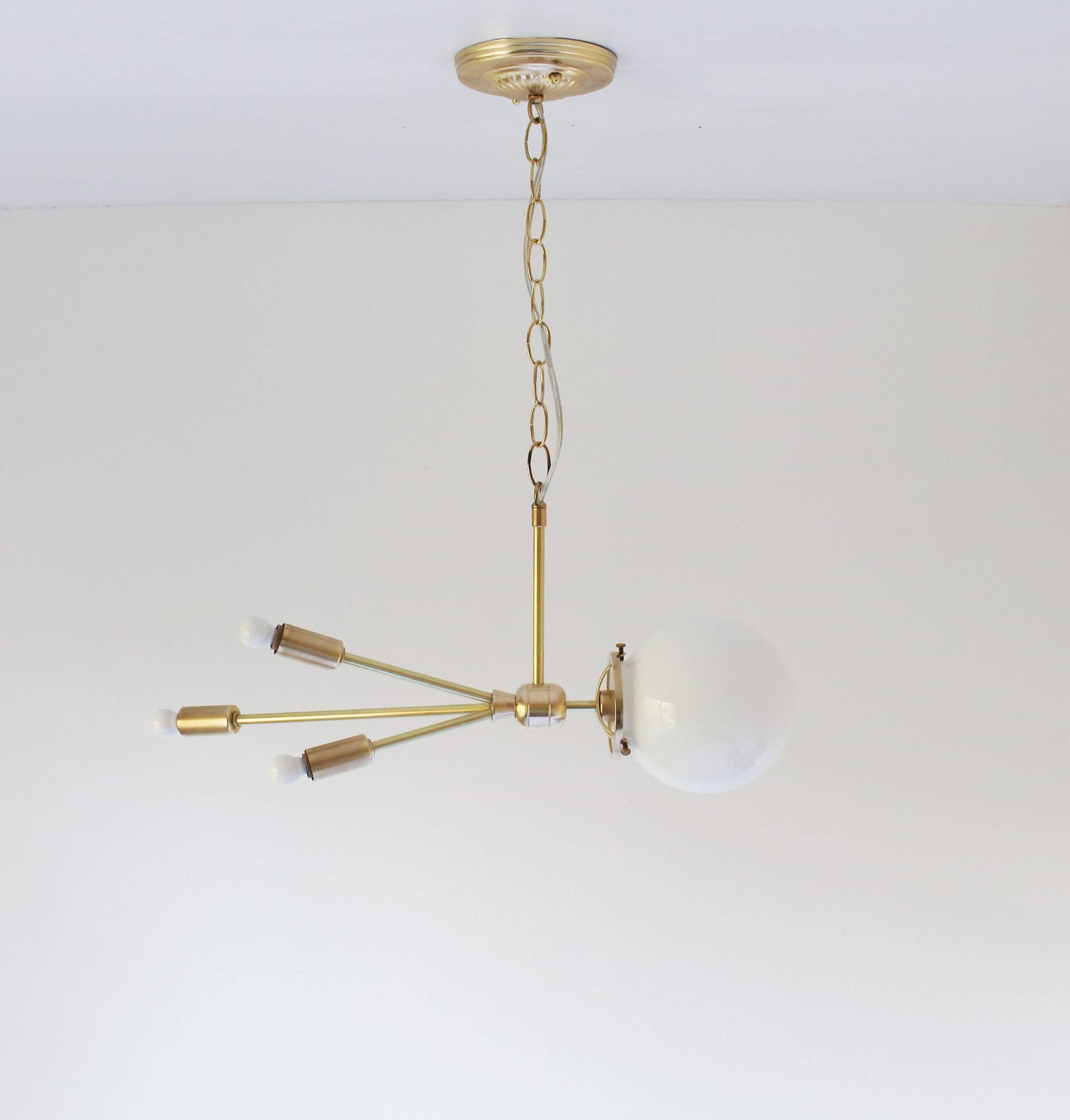 Comet Pendant Lamp, Hanging Brass Pendant Lighting Fixture, Mid Century ...