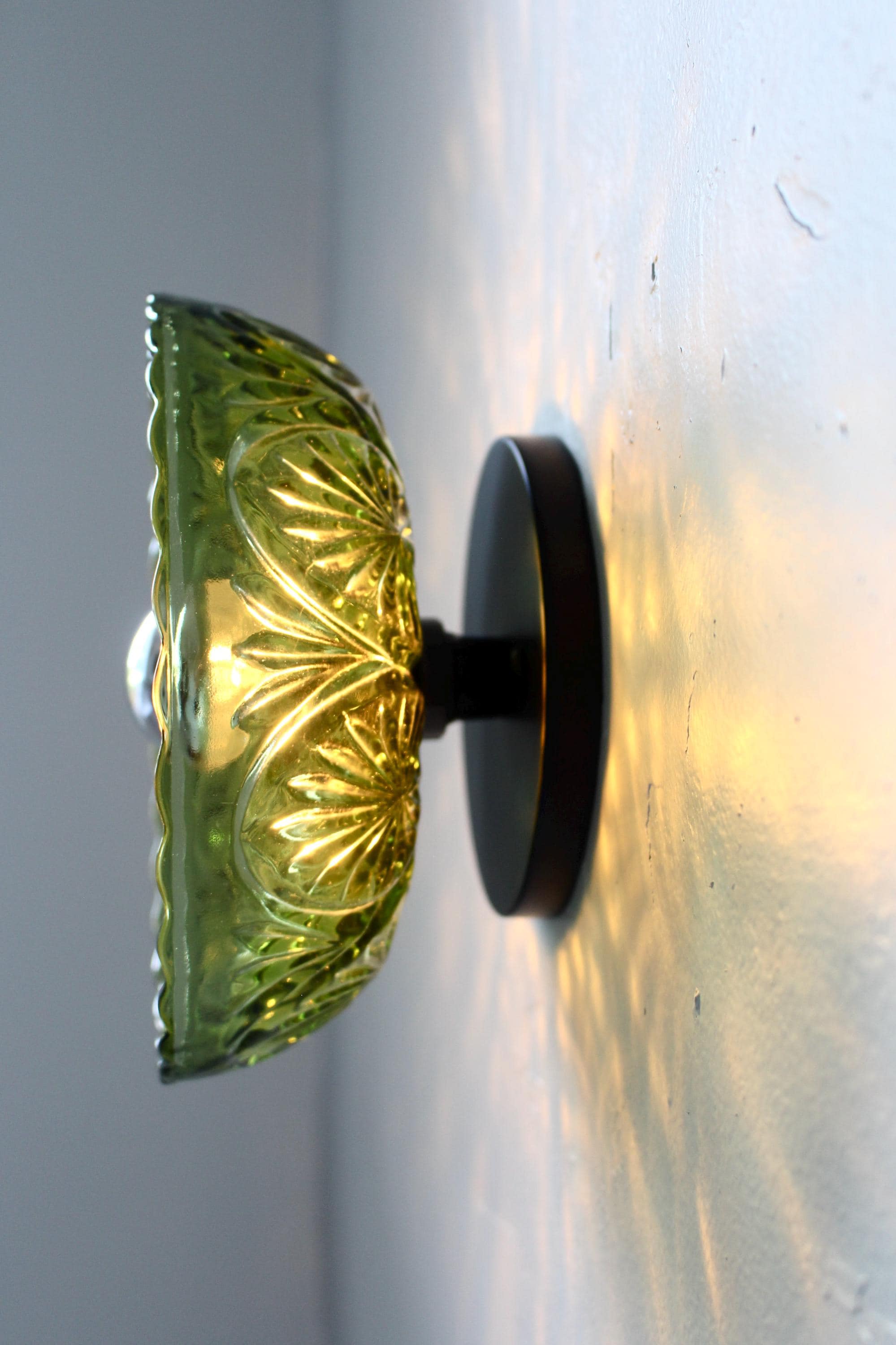 Flush Mount Wall Sconce or Ceiling Lighting Fixture, Upcycled Vintage ...