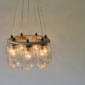 Mason Jar Chandelier, Hanging Mason Jar Pendant Lighting Fixture, Ring ...