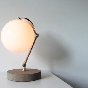 Table Lamp, Bubble Globe Desk Lamp, White Frosted Opal Glass Globe With ...