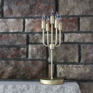 Candelabra Table Lamp, 5 Arm Brass Table Lamp, Gold Torch Lamp With 5 ...