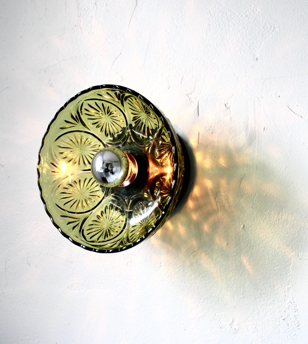 Flush Mount Wall Sconce or Ceiling Lighting Fixture, Upcycled Vintage ...