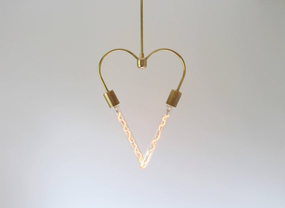 Heart Shaped Pendant Lamp Modern Brass Pendant Lighting | Etsy