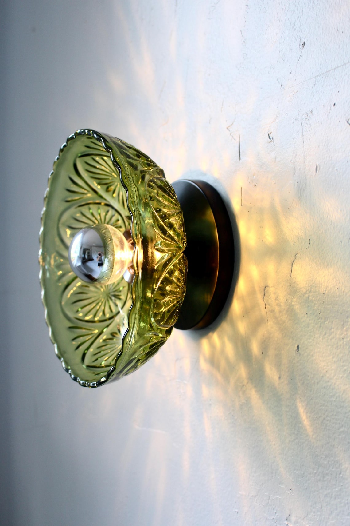 Flush Mount Wall Sconce or Ceiling Lighting Fixture, Upcycled Vintage ...