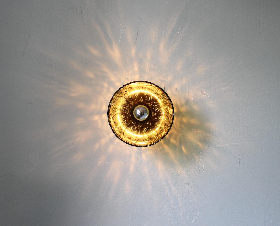 Flush Mount Wall Sconce or Ceiling Lighting Fixture, Upcycled Vintage ...