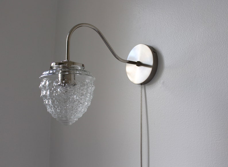 Wall Sconce Lamp, Chrome Finish, Acorn Shaped Textured Glass Globe ...