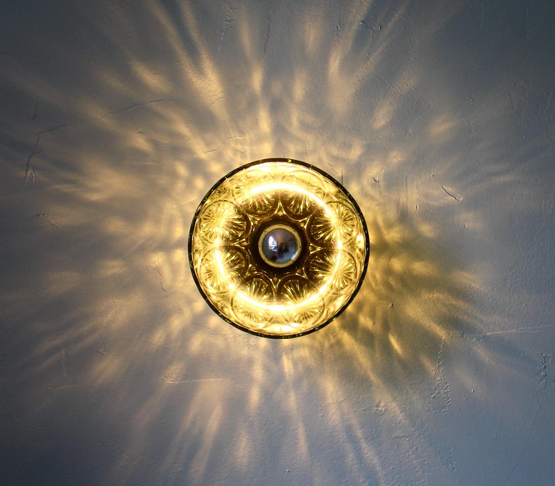Flush Mount Wall Sconce or Ceiling Lighting Fixture, Upcycled Vintage ...