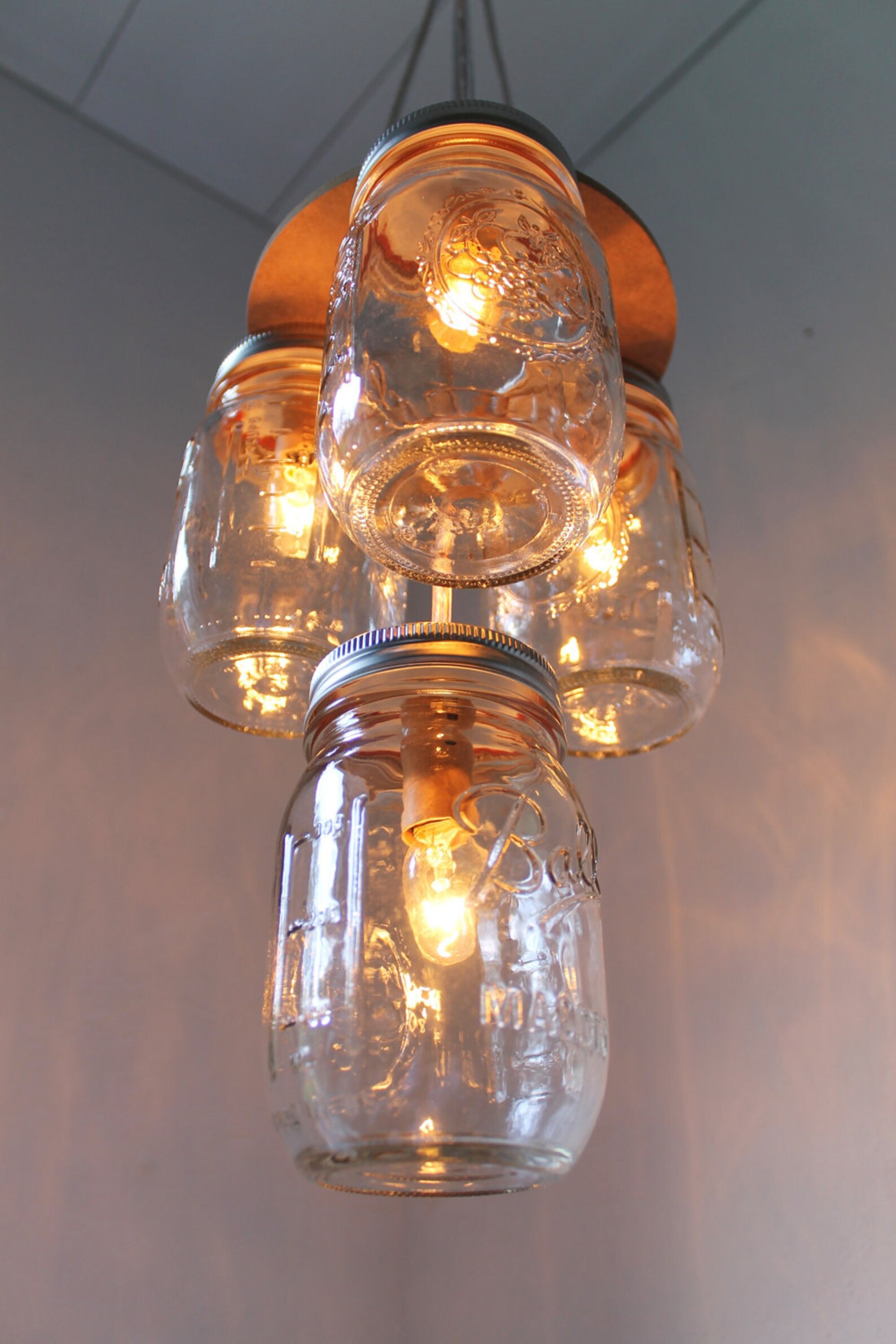 Mason Jar Chandelier Mason Jar Light 2 Tier Modern - Etsy