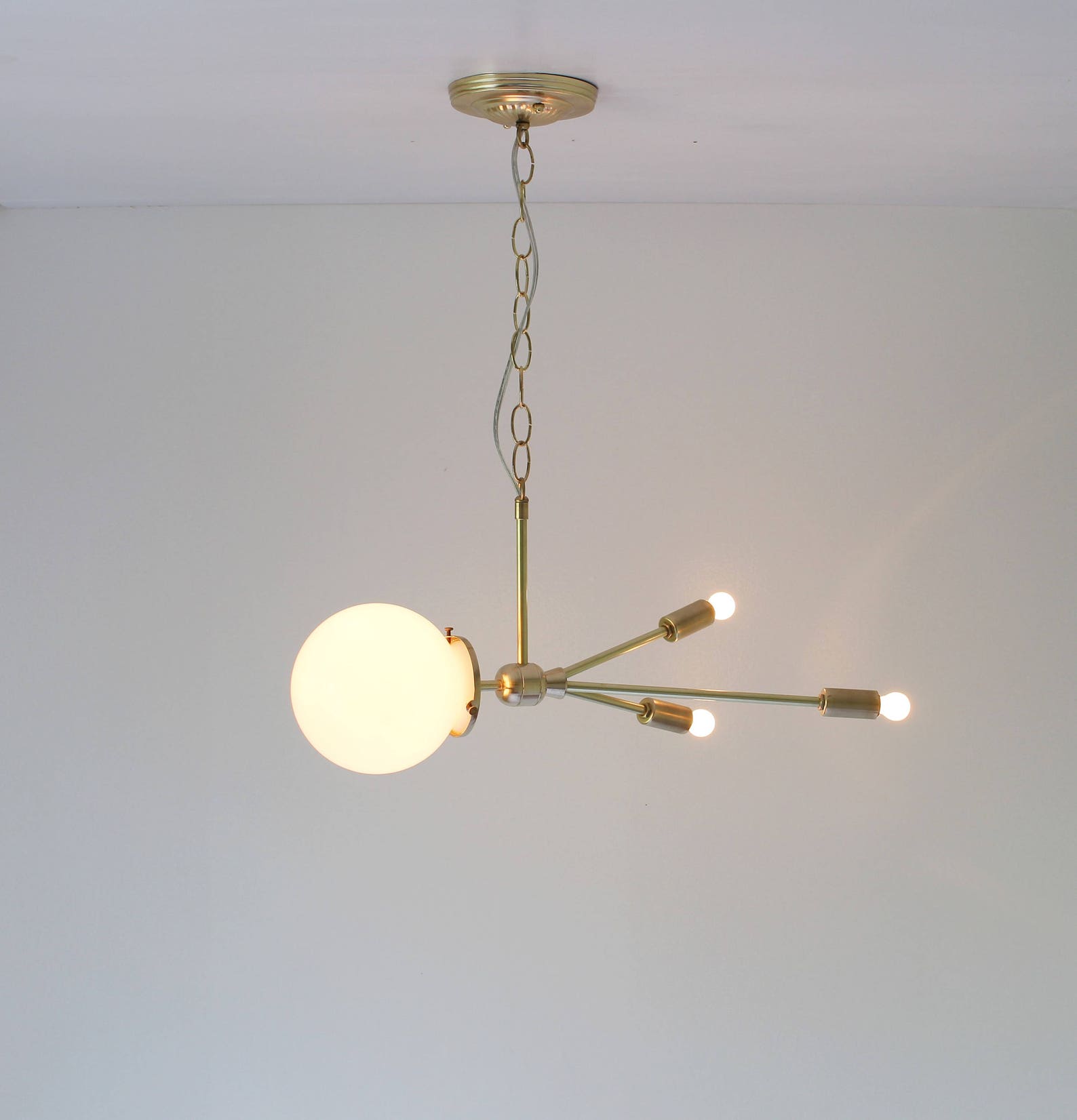 Comet Pendant Lamp, Hanging Brass Pendant Lighting Fixture, Mid Century ...