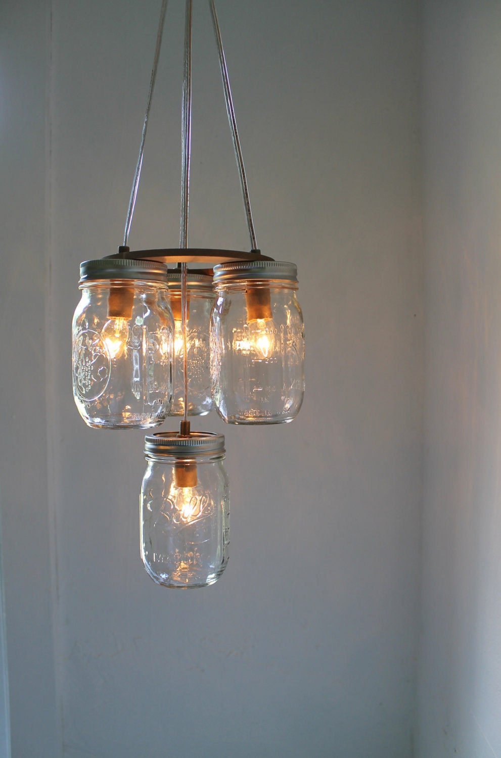 Mason Jar Chandelier Mason Jar Light 2 Tier Modern - Etsy
