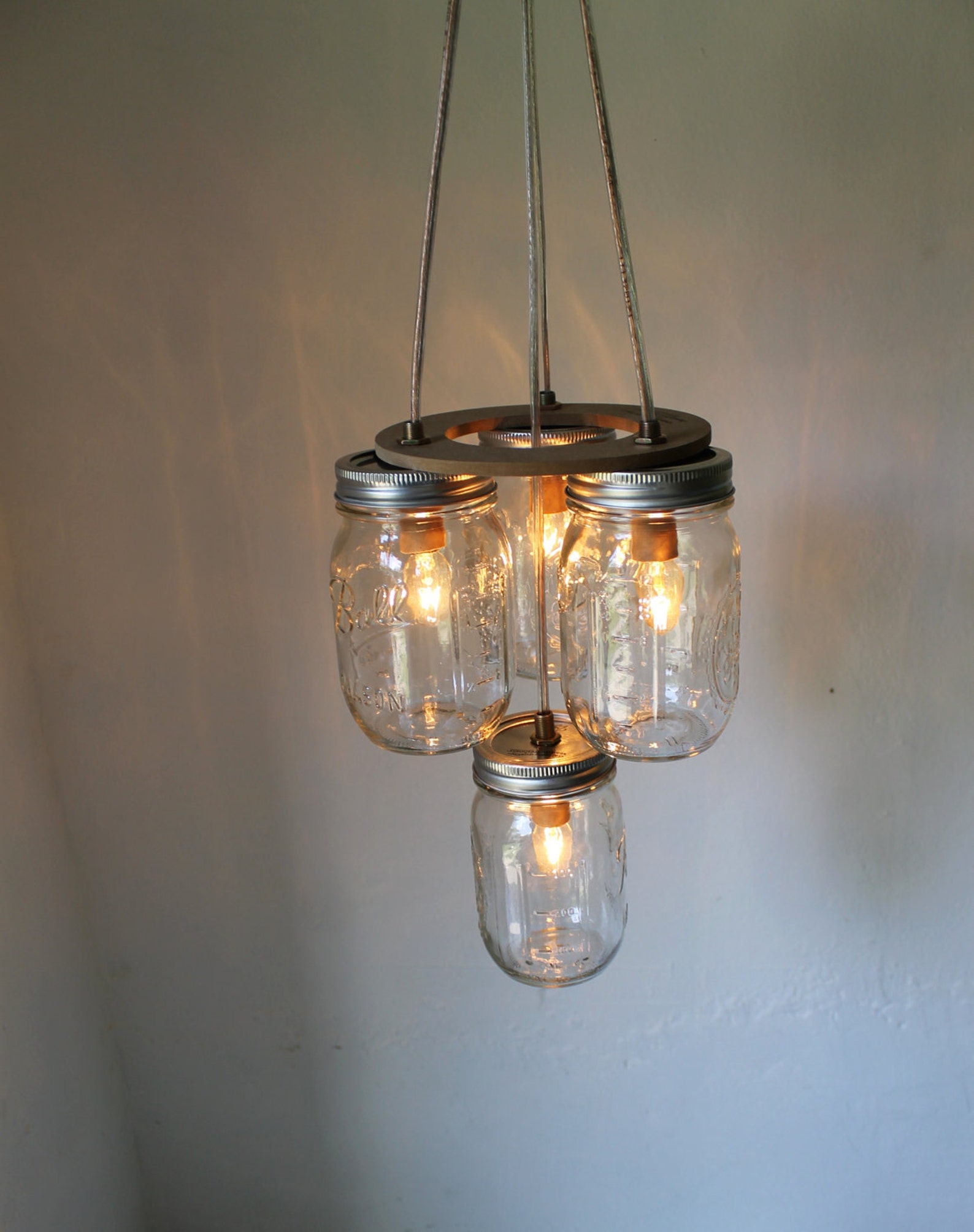 Mason Jar Chandelier Mason Jar Light 2 Tier Modern - Etsy
