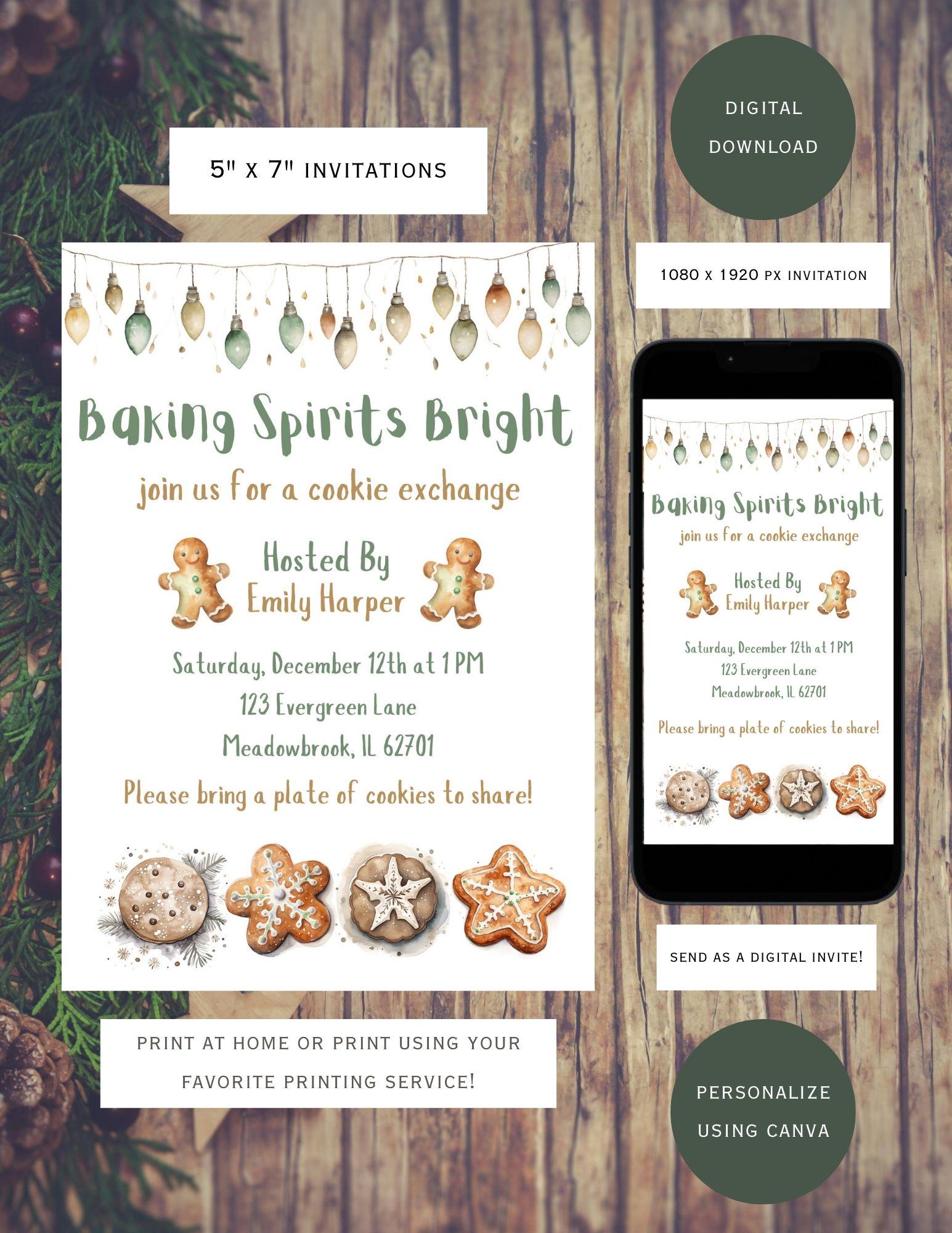 Christmas Cookie Invitation Template | Printable Holiday Invite ...