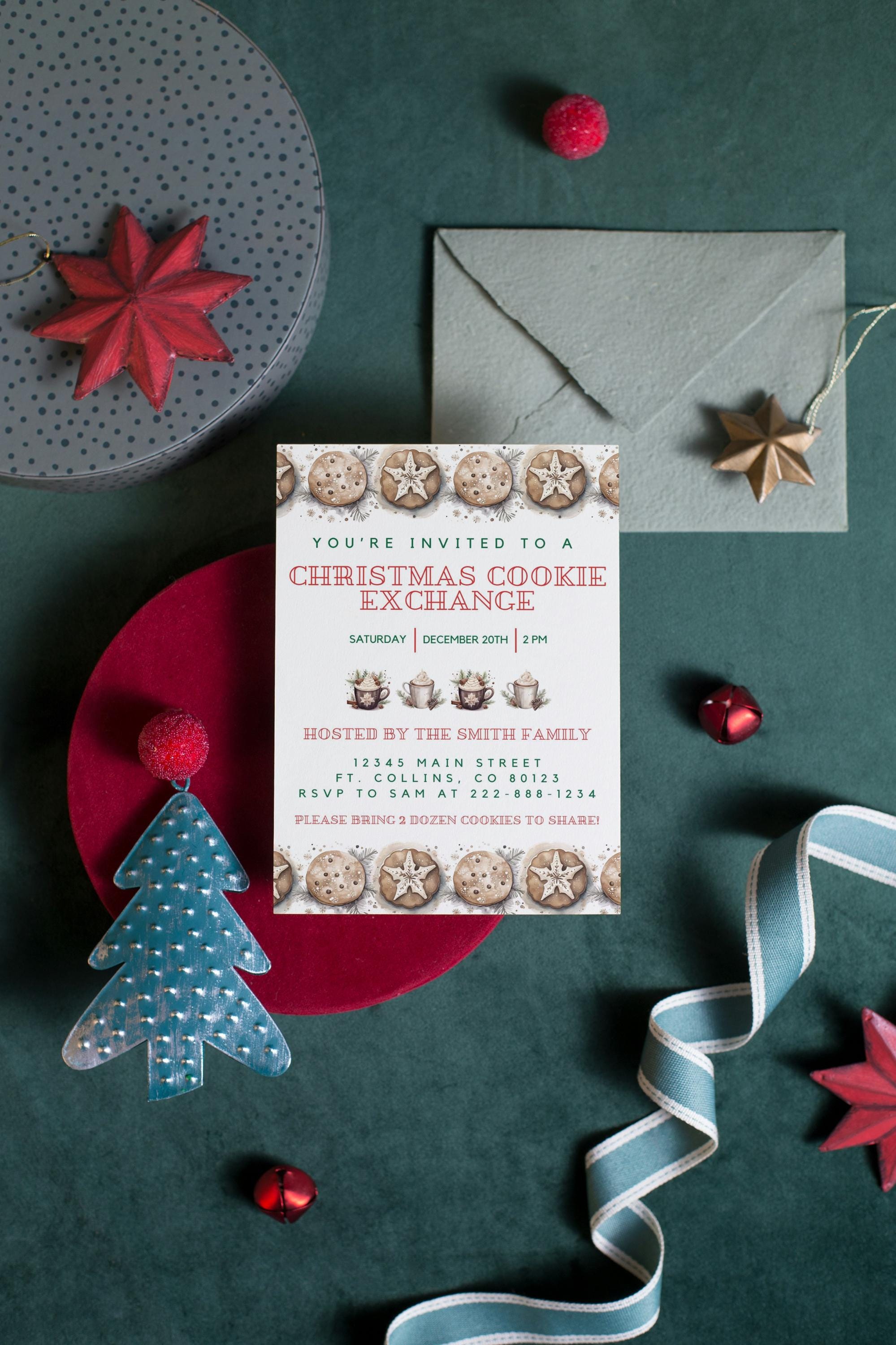 Christmas Cookie Invitation Template | Printable Holiday Invite ...