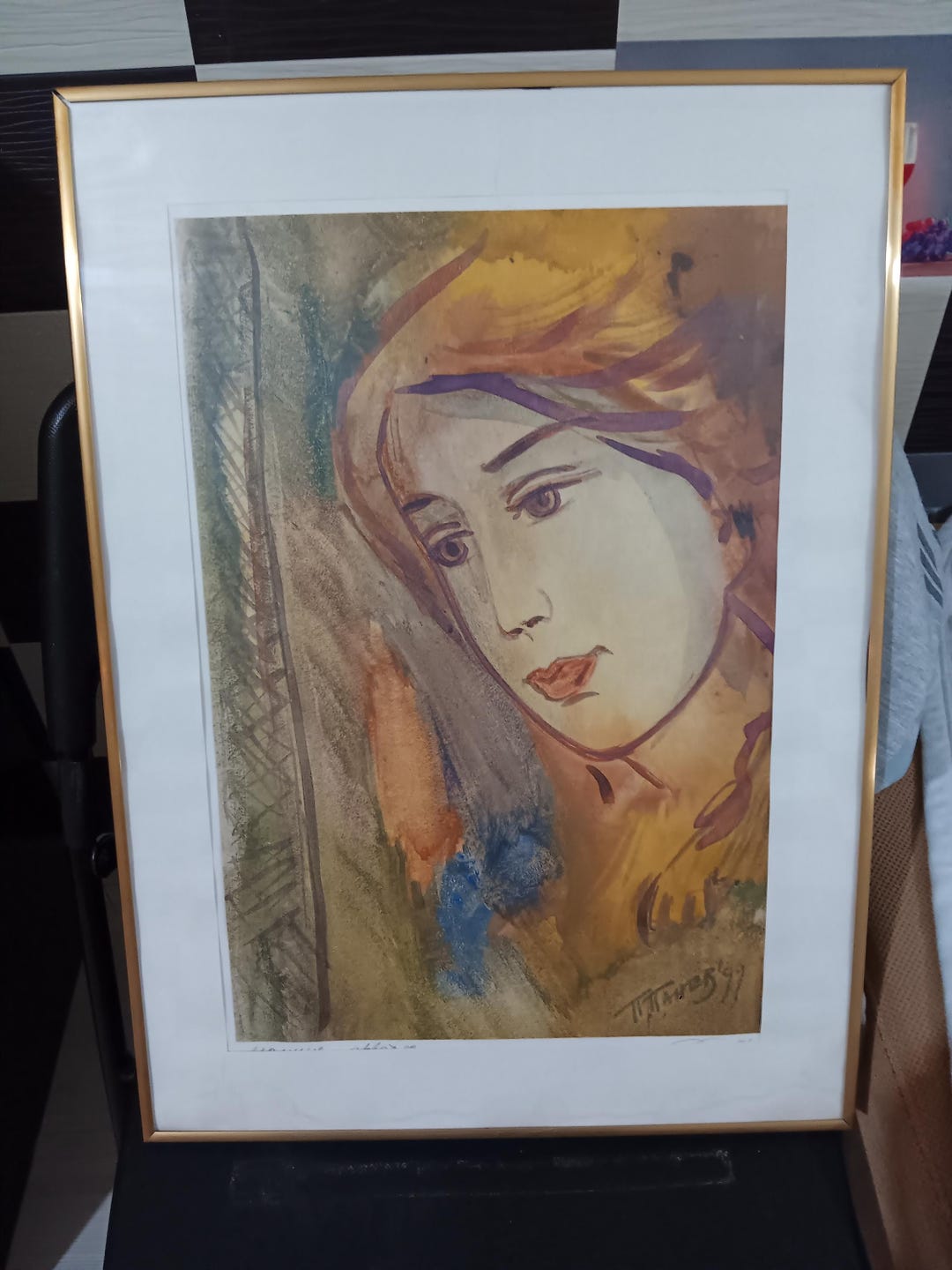 Very Rare Vintage Original Aquarelle Piece of Art Drawed and Signed by ...