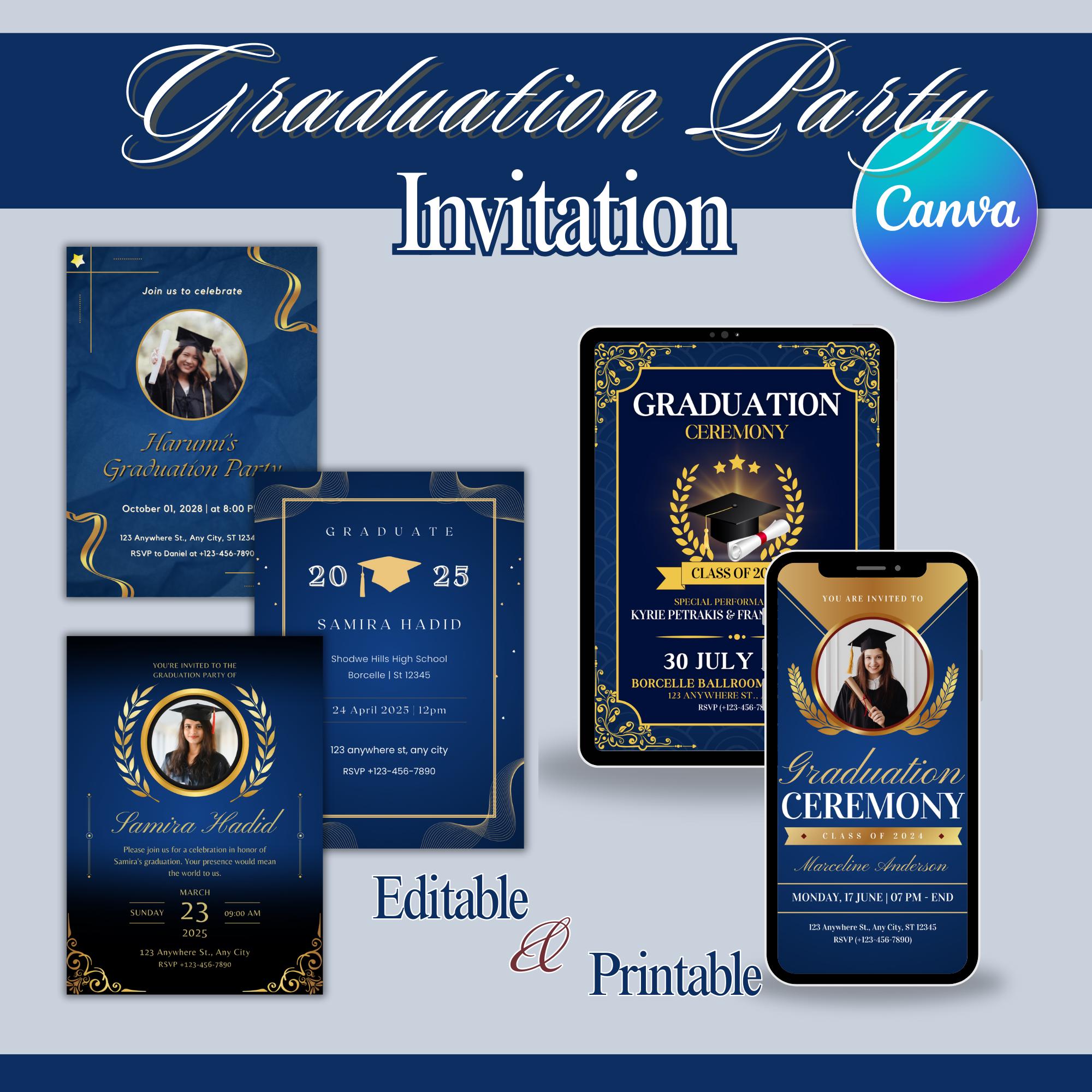 Graduation Party Invite | Editable Canva Template for College, High ...