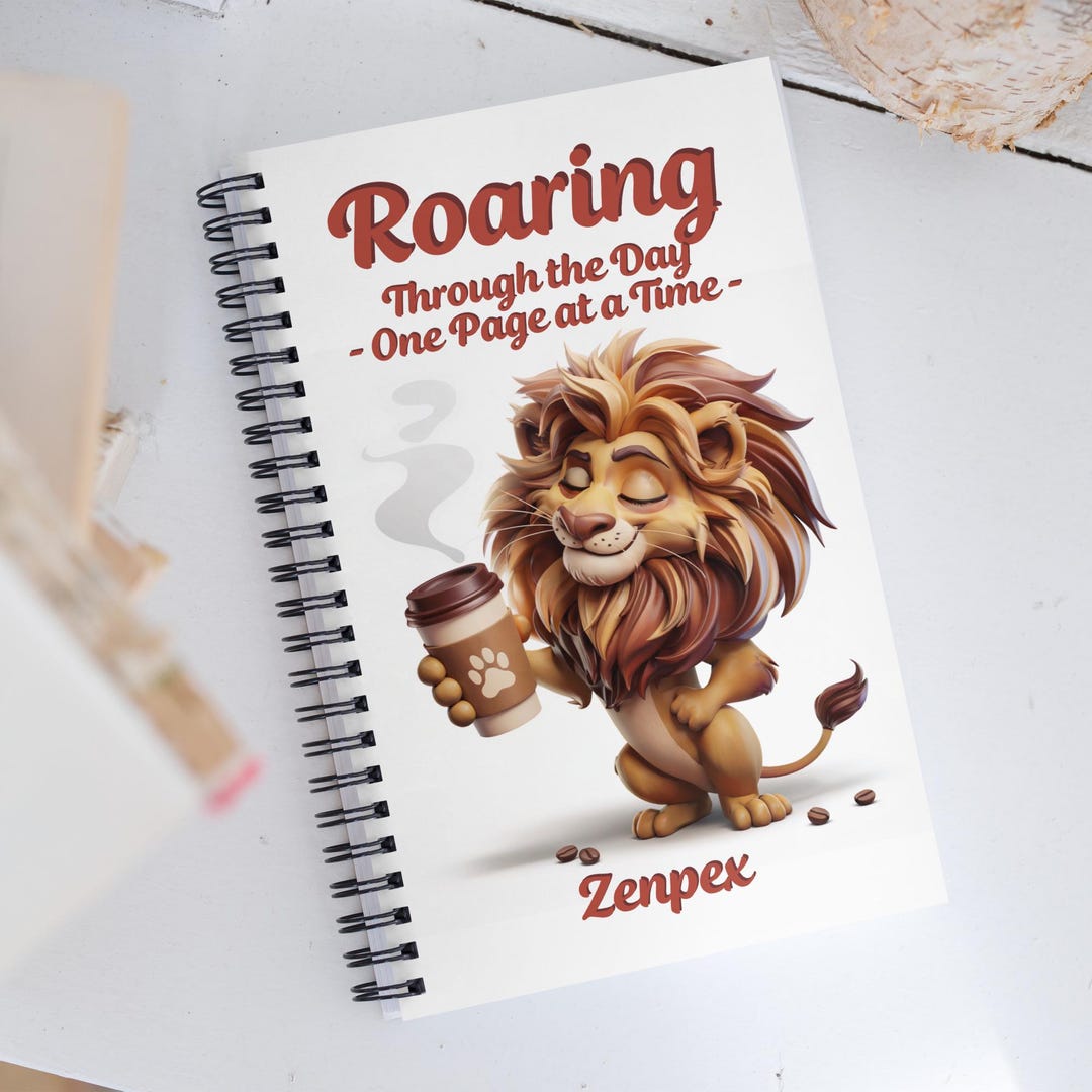 Motivational Lion Spiral Notebook Custom Soft-touch Cover, 140 Pages ...
