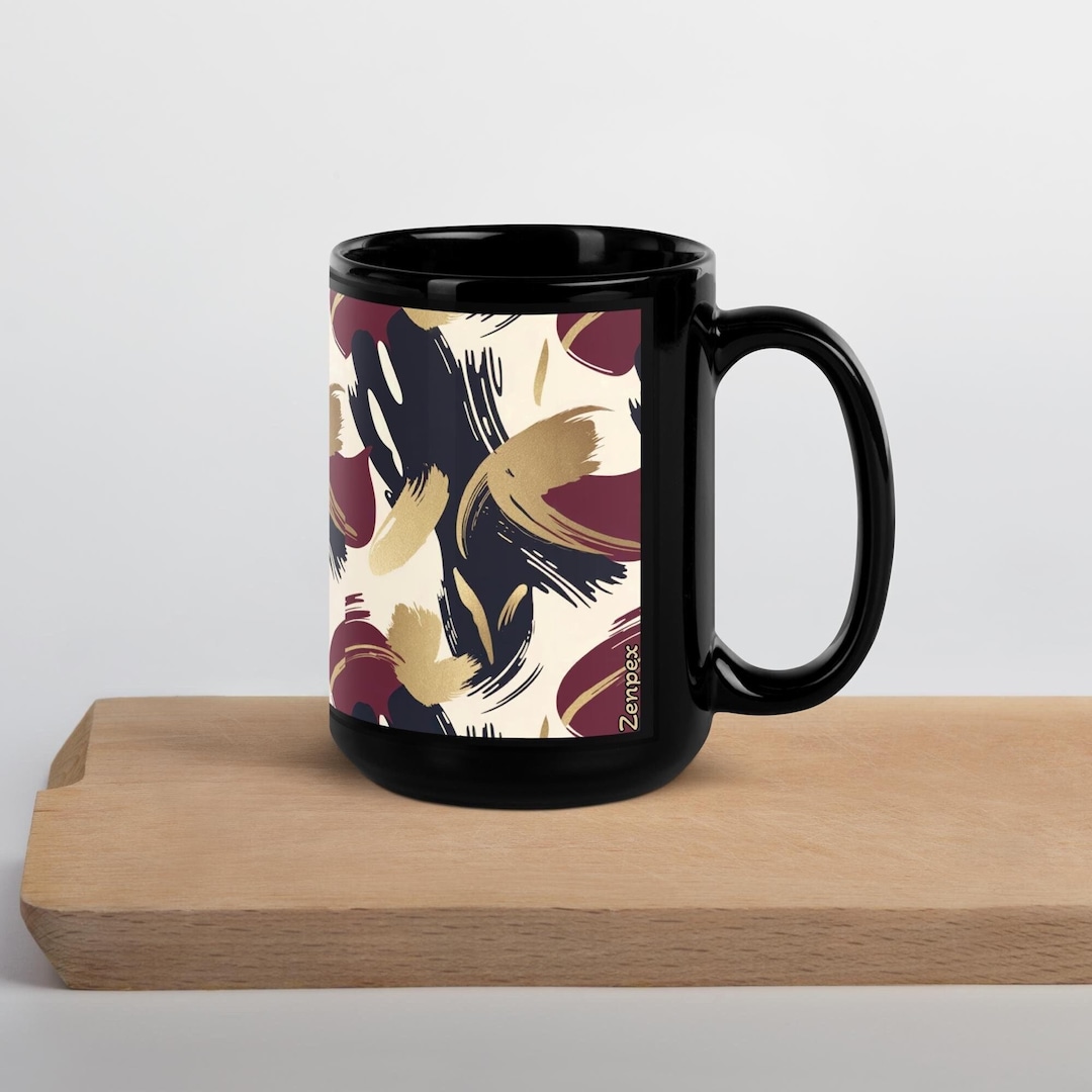 Brush Stroke Ceramic Coffee Mug: Abstract Artist Design - Etsy
