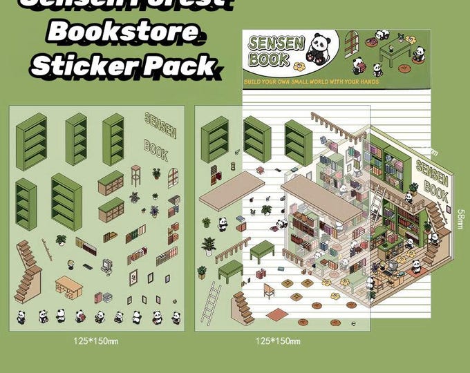 Senssen Forest Bookstore - 3D Scene Stickers | DIY Mini Room Strickers ...