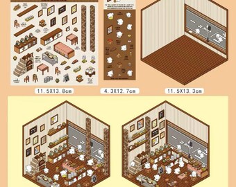 Coffee Shop - 3D Scene Stickers | DIY Mini Room Strickers | Collectible ...