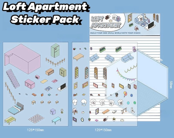 Loft Apartment - 3D Scene Stickers | DIY Mini Room Strickers ...
