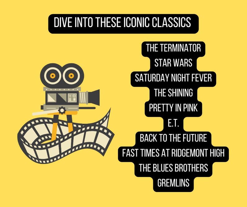 Retro Movie Quiz Printable PDF Party Download Game Bundle 80s Theme ...